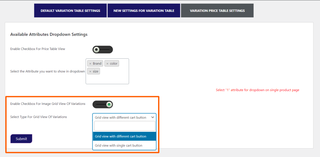 Woocommerce Product Variation Table Documentation Wp Swings