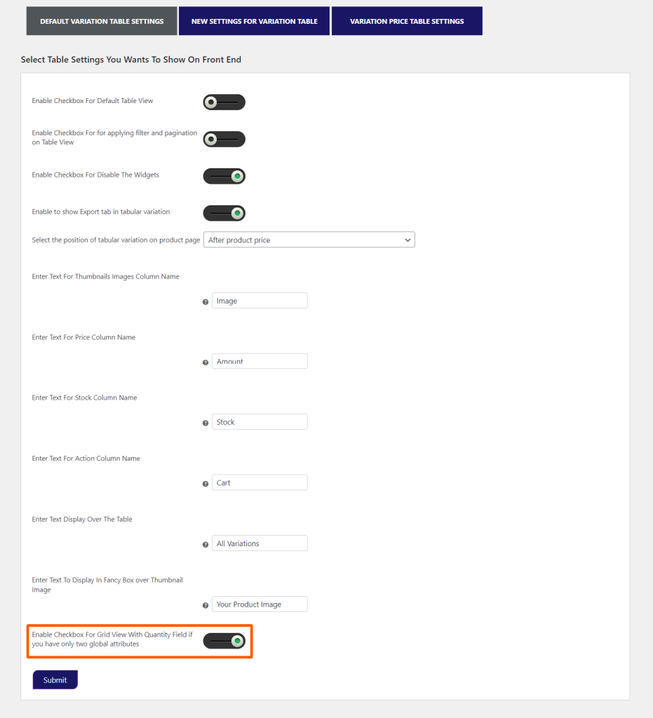 WooCommerce Product Variation Table Documentation | WP Swings