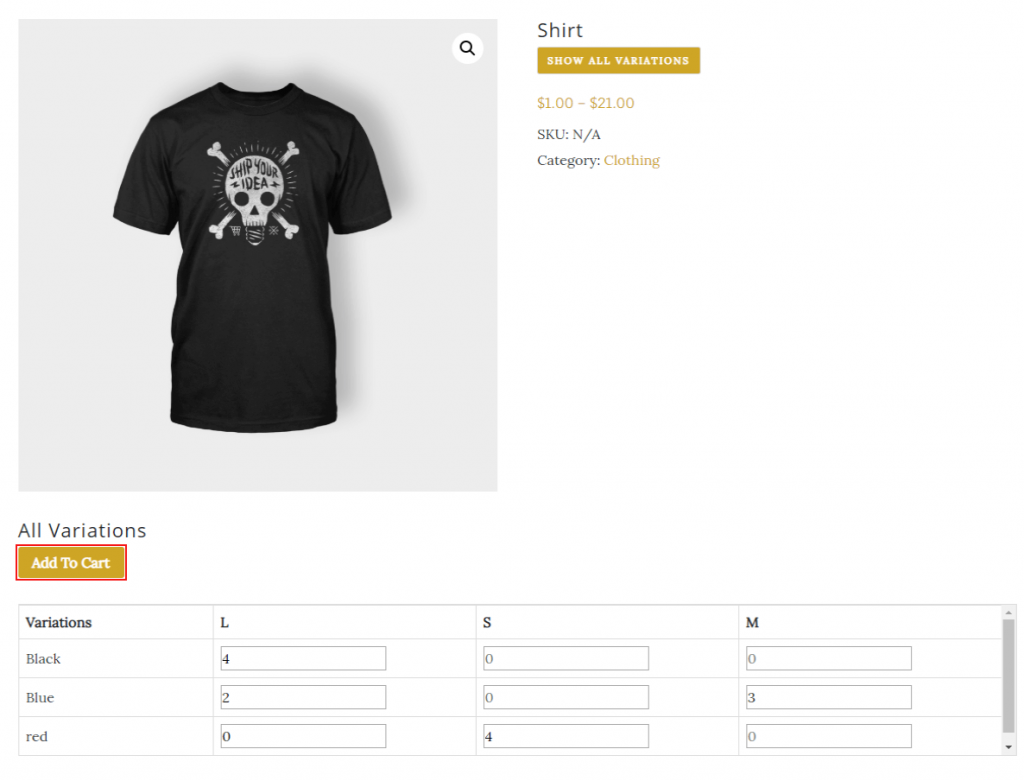 Woocommerce Product Variation Table Documentation Wp Swings