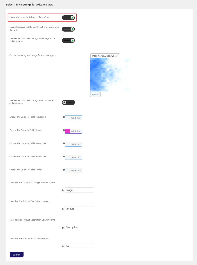 WooCommerce Product Variation Table Documentation | WP Swings